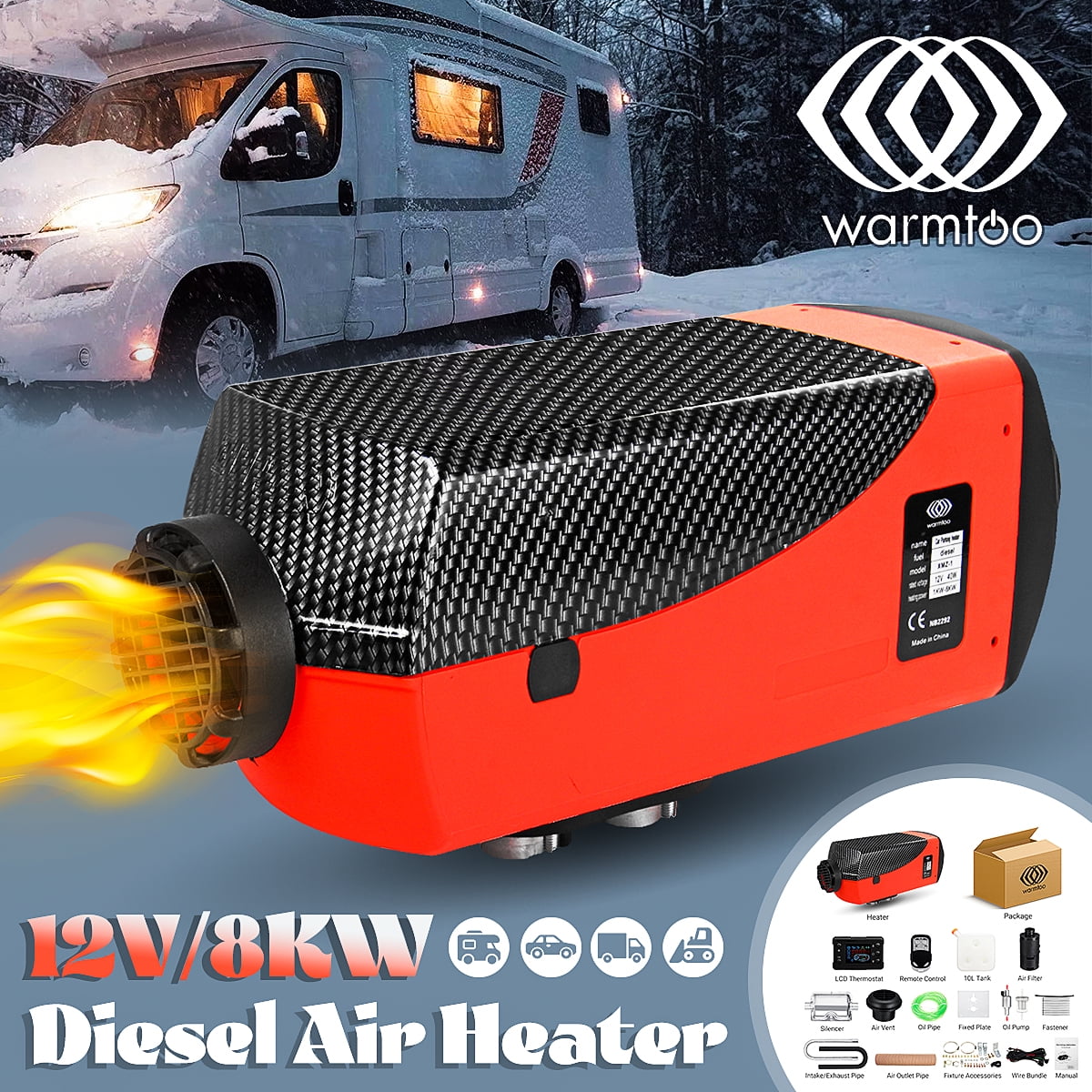 Warmtoo Diesel Air Heater, 12V 8KW Diesel Parking Heater with LCD ...