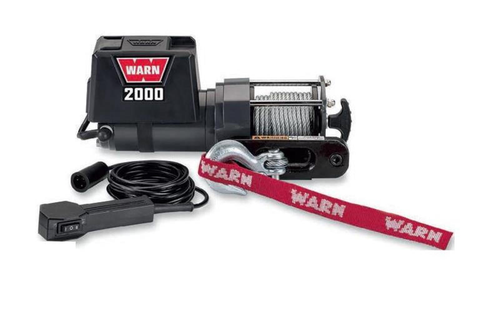 Warn 92000 Power Small 2000 lbs. DC Utility UTV Winch with Wire Rope ...