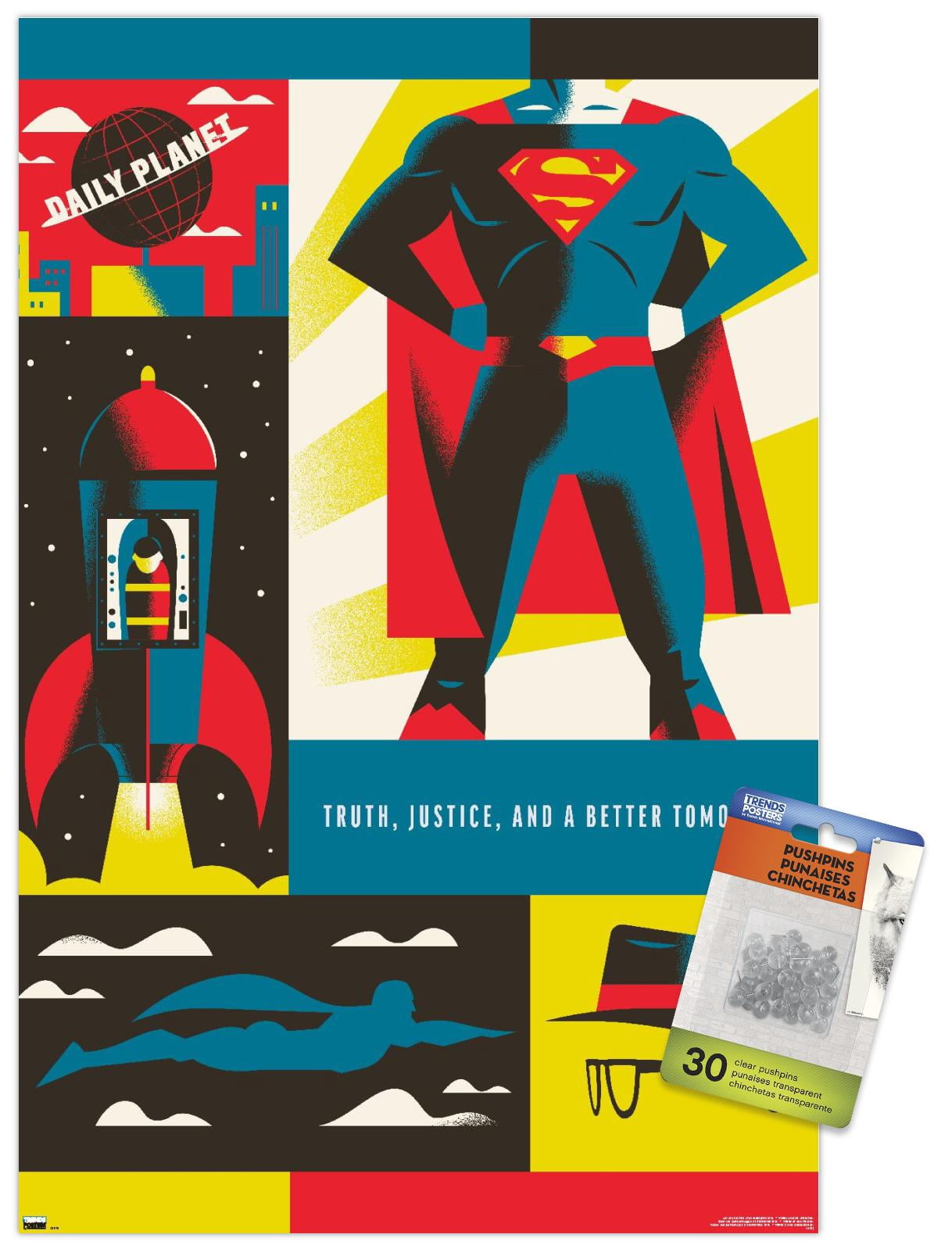 Warner 100th Anniversary - Superman Wall Poster with Push Pins, 14.725 ...