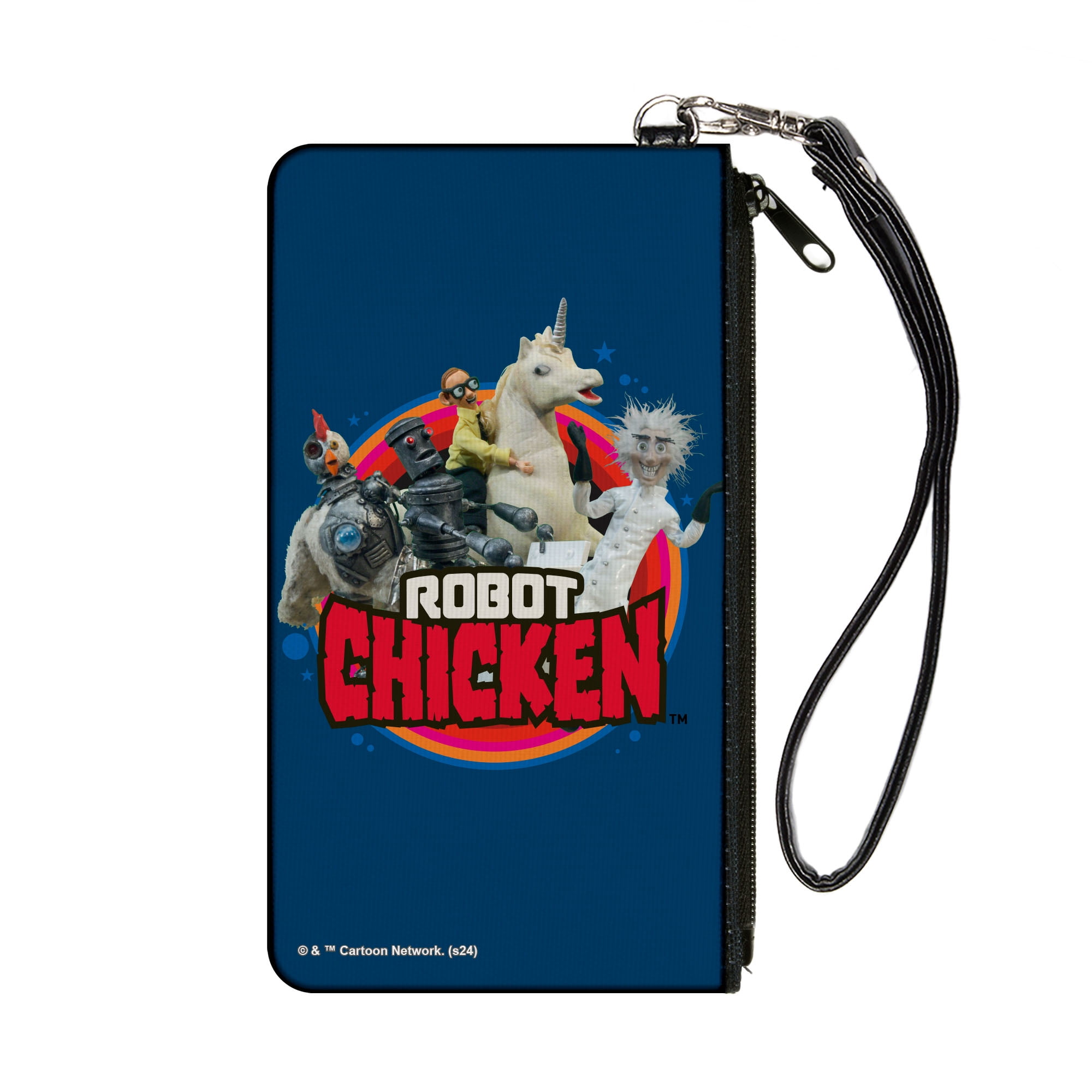 Warner Bros. Animation Wallet, Zip Pouch, Robot Chicken Title Logo and Group Pose Blue, Canvas ...