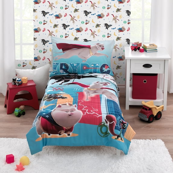Warner Bros. DC Super Pets Krypto 4-Piece Toddler Bedding Set, Toddler ...