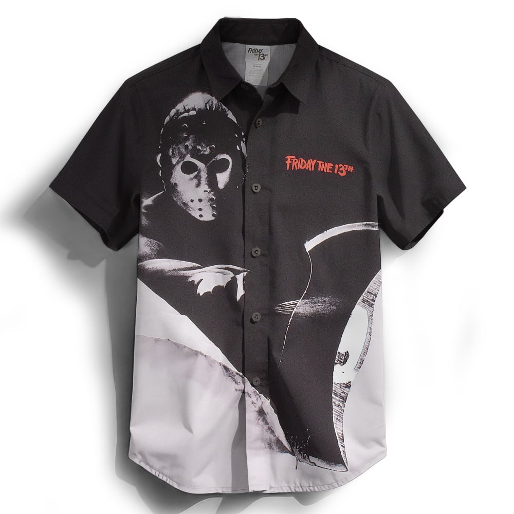 Warner Bros Friday the 13th Mens Button Down Silhouette Shirt Jason ...