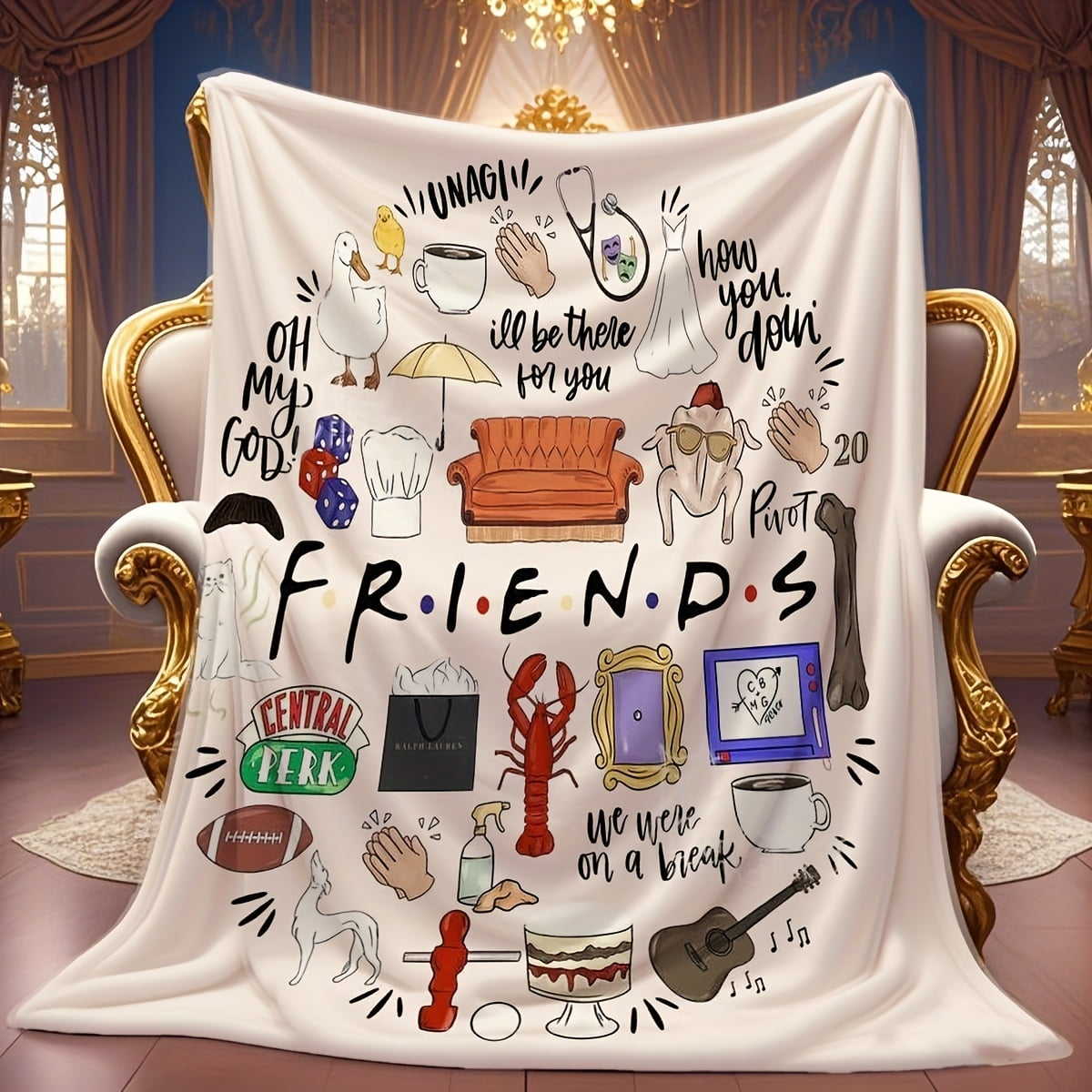 Warner Bros Friends TV Show Blanket - Central Perk Official Throw, Joey ...