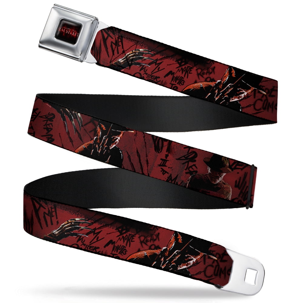 Warner Bros. Horror Movies Belt, Seatbelt Buckle Belt, Freddy Poses ...