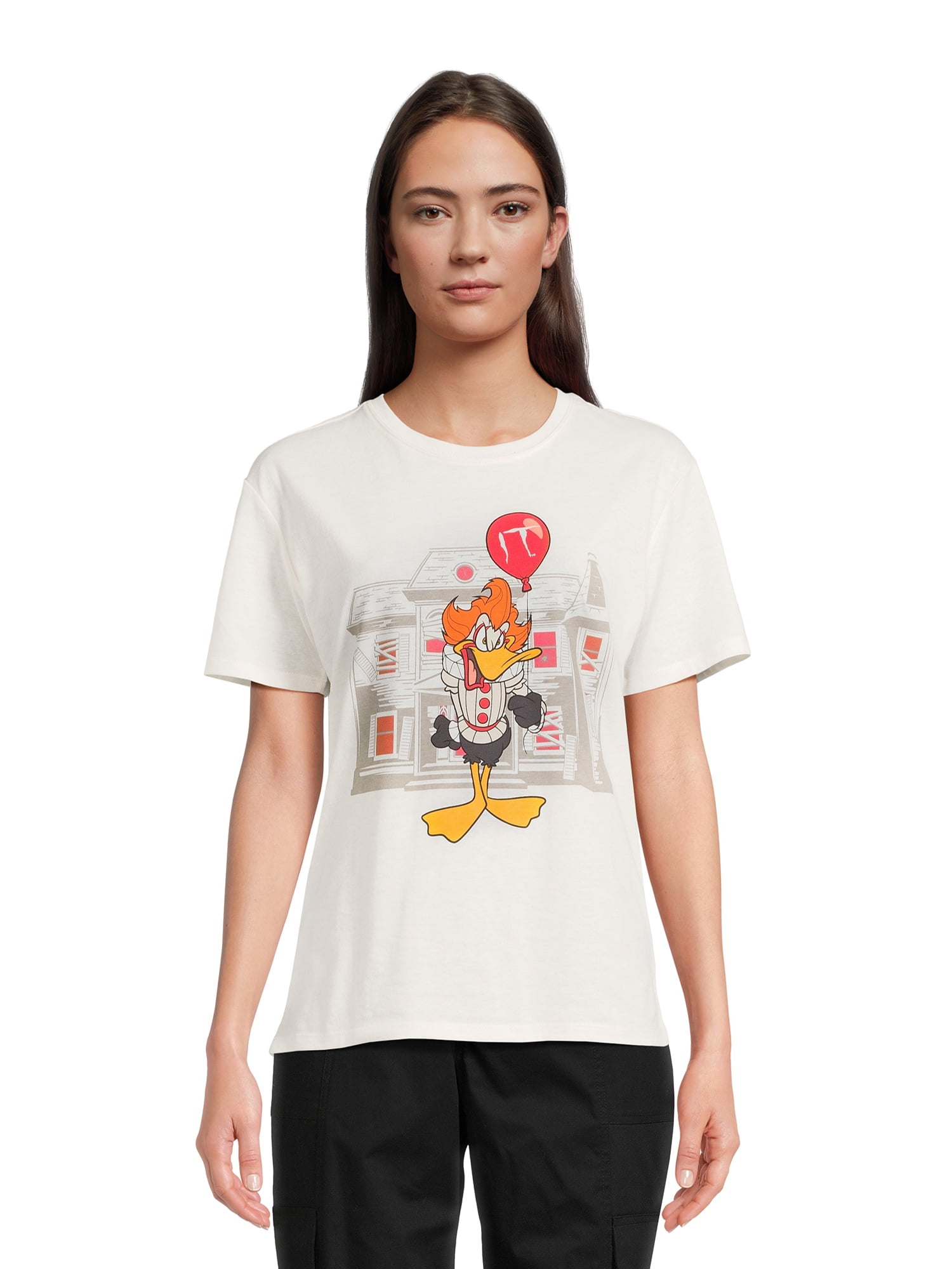 Warner Bros. Juniors' Halloween Daffy Duck Graphic Tee with Short ...
