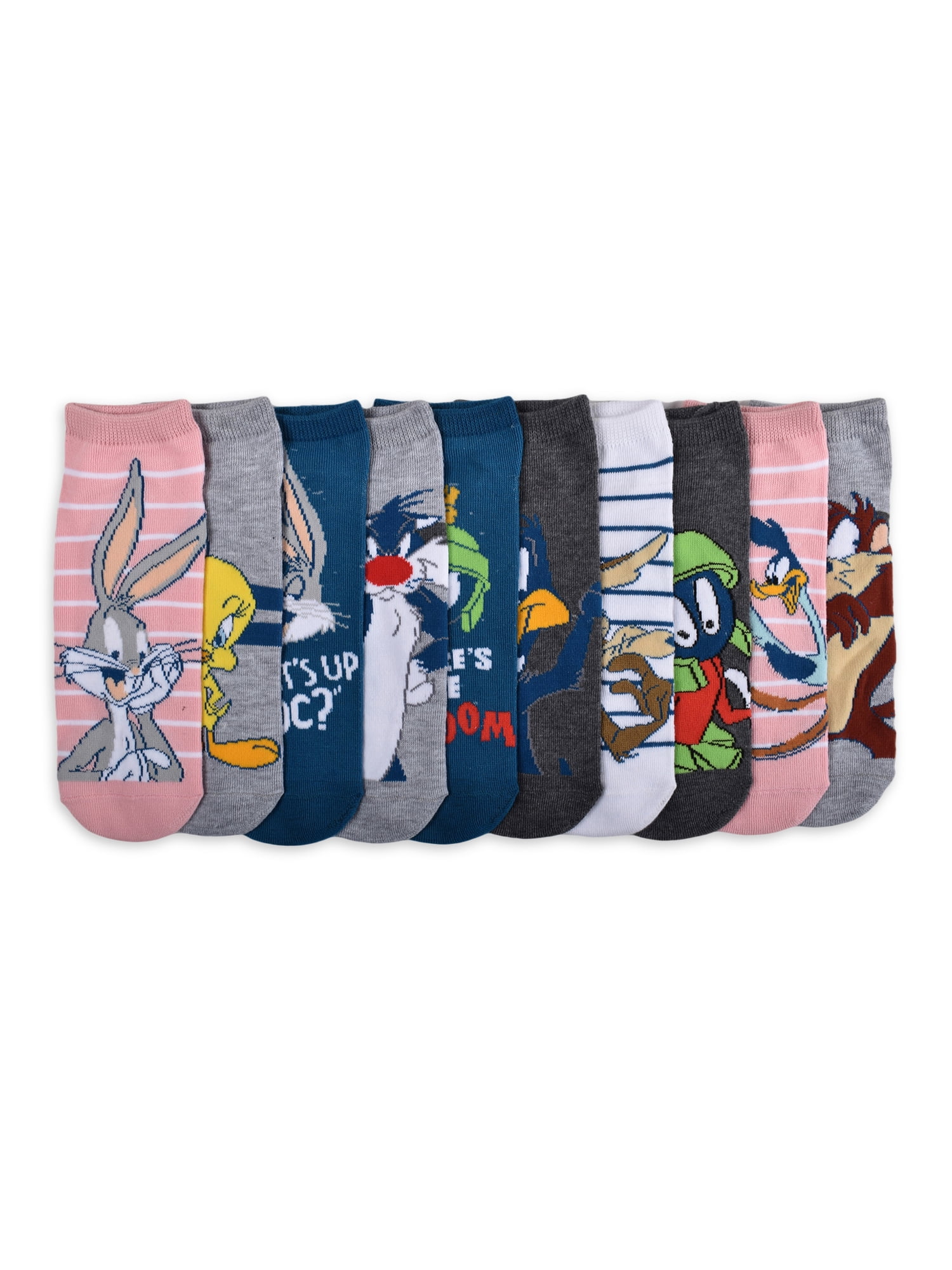 Warner Bros. Looney Tunes Women's 10-Pack Low-Cut Socks, Shoe Size 4-10 ...