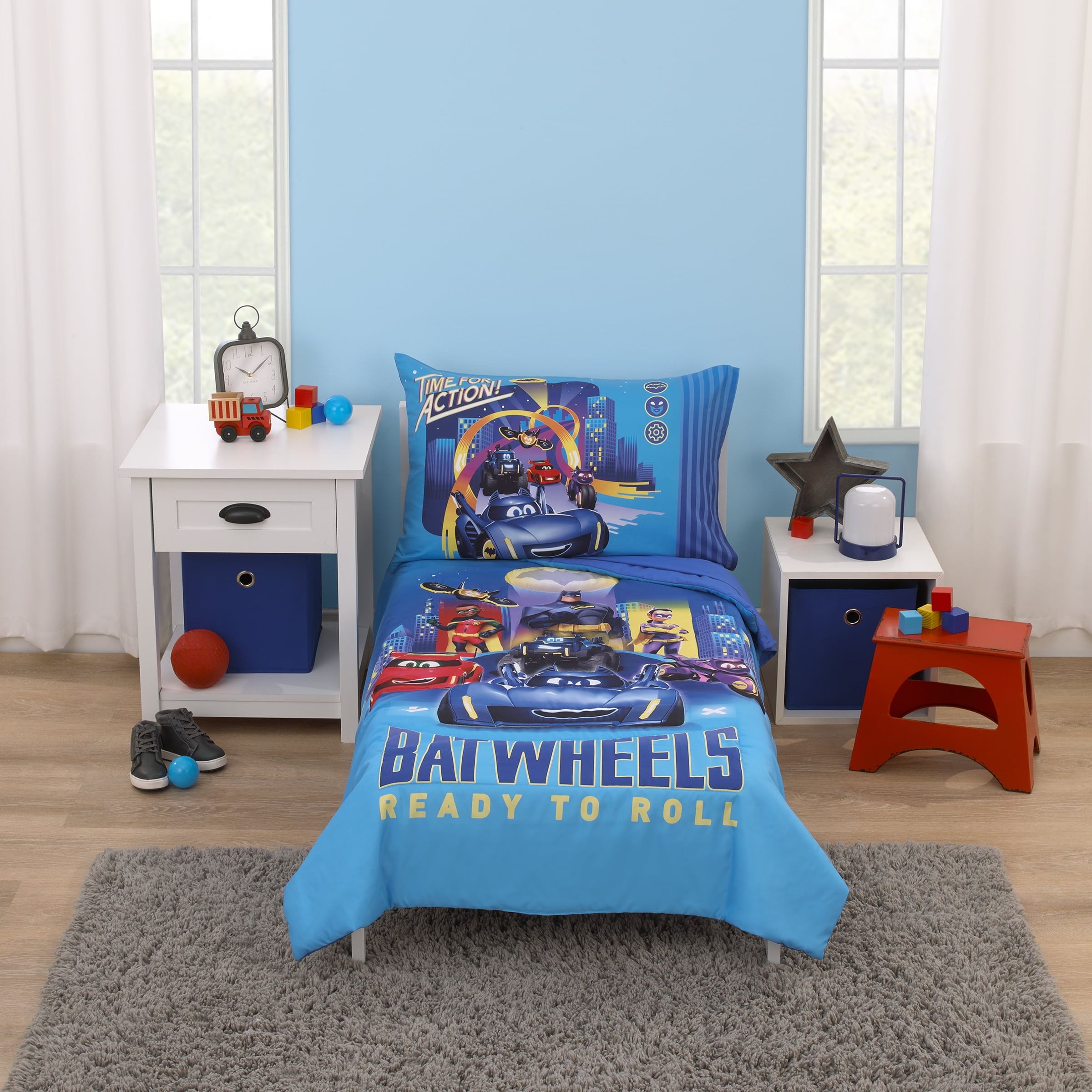 Warner Bros Batwheels Ready to Roll 4 Piece Toddler Bed Set - Walmart.com