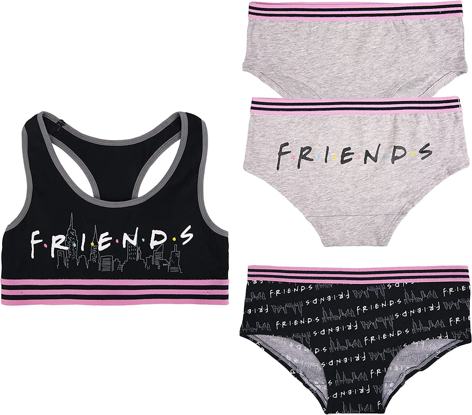Warner Brothers Girls Underwear Multipack, Friends Bra Set 3pk, 8 ...