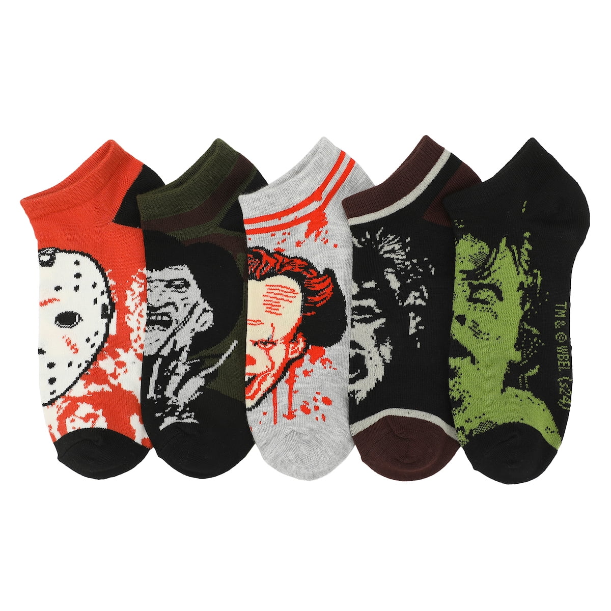 Warner Brothers Horror Movie Characters Women's 5-Pair Ankle Socks ...