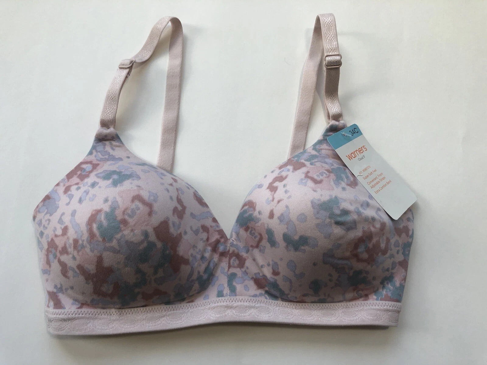 Warner's LILAC WATERCOLOR PRINT Cloud 9 Super Soft Comfort Bra, US 32C ...