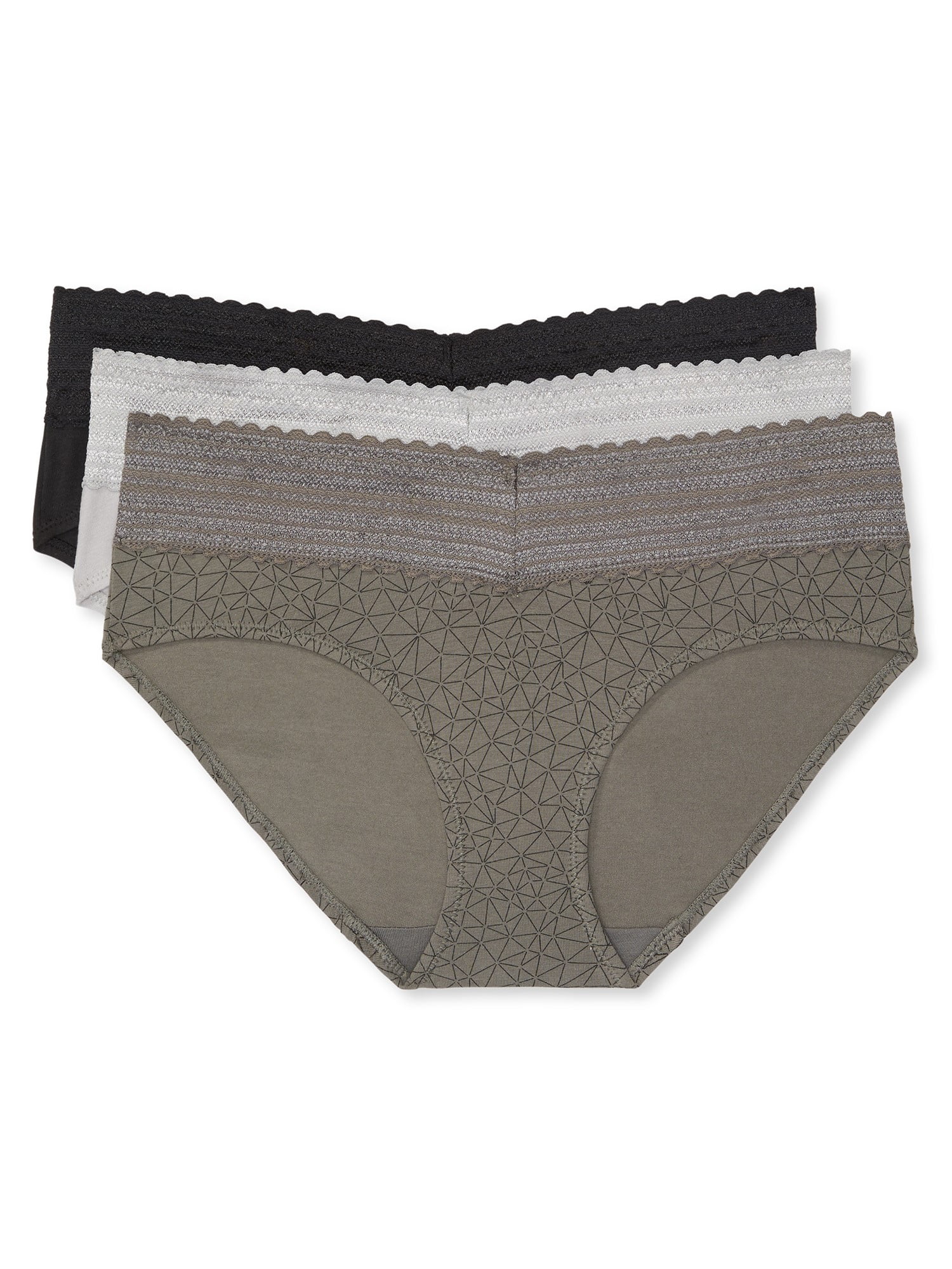Warners Blissful Benefits Cotton Lace Hipster 3 Pack Mid-Waist Full ...