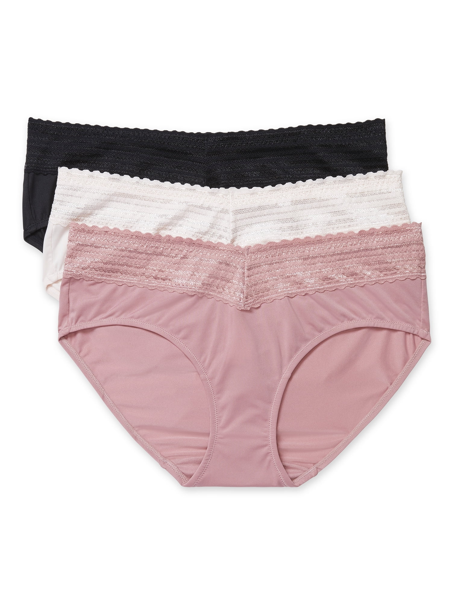 Warners Blissful Benefits Microfiber Lace Hipster 3-Pack - Walmart.com