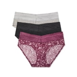 Warners Blissful Benefits Women's Microfiber Lace 3pk Hipster - Walmart.com