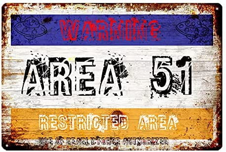 Warning Aliens Zone Metal Sign 51 Military Metal Painting Vintage ...