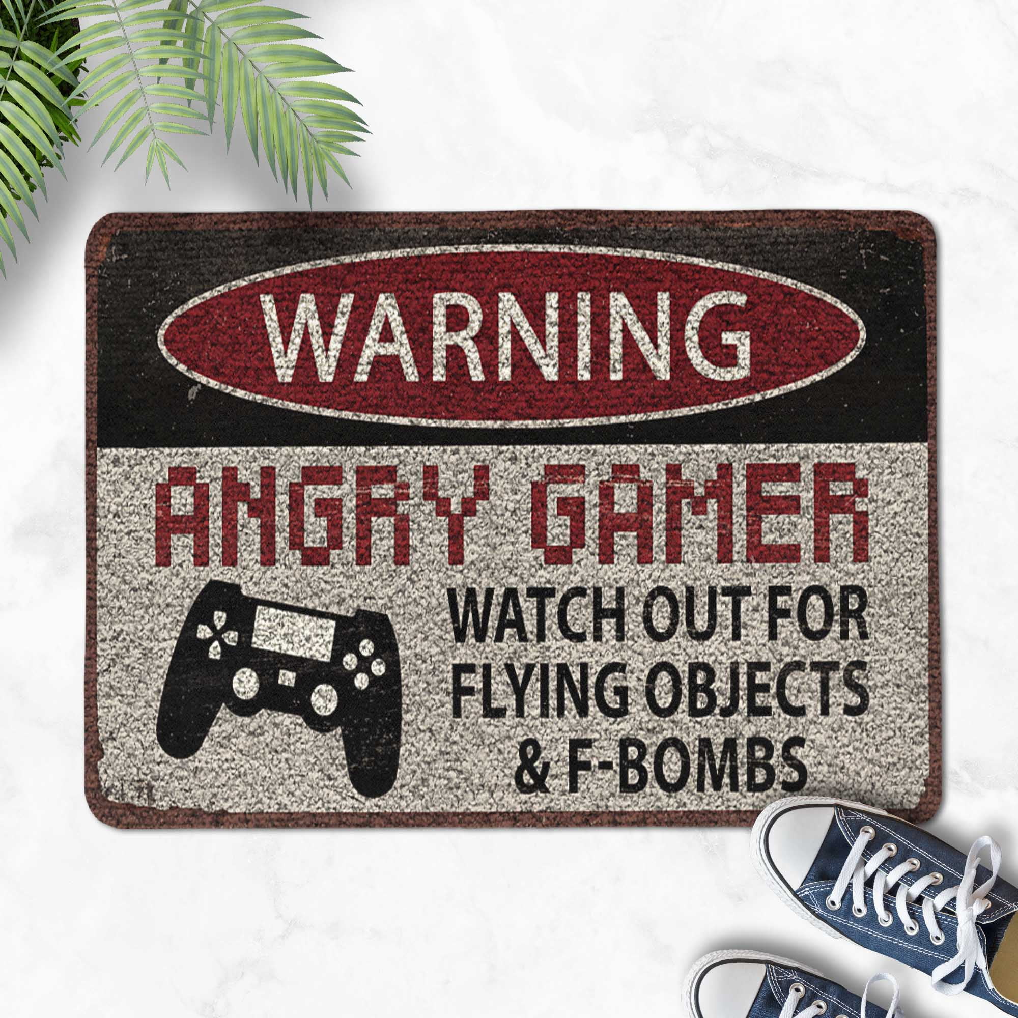 Warning Angry Gamer Doormat – Funny Gaming Rug for Boys, Teens, Men ...