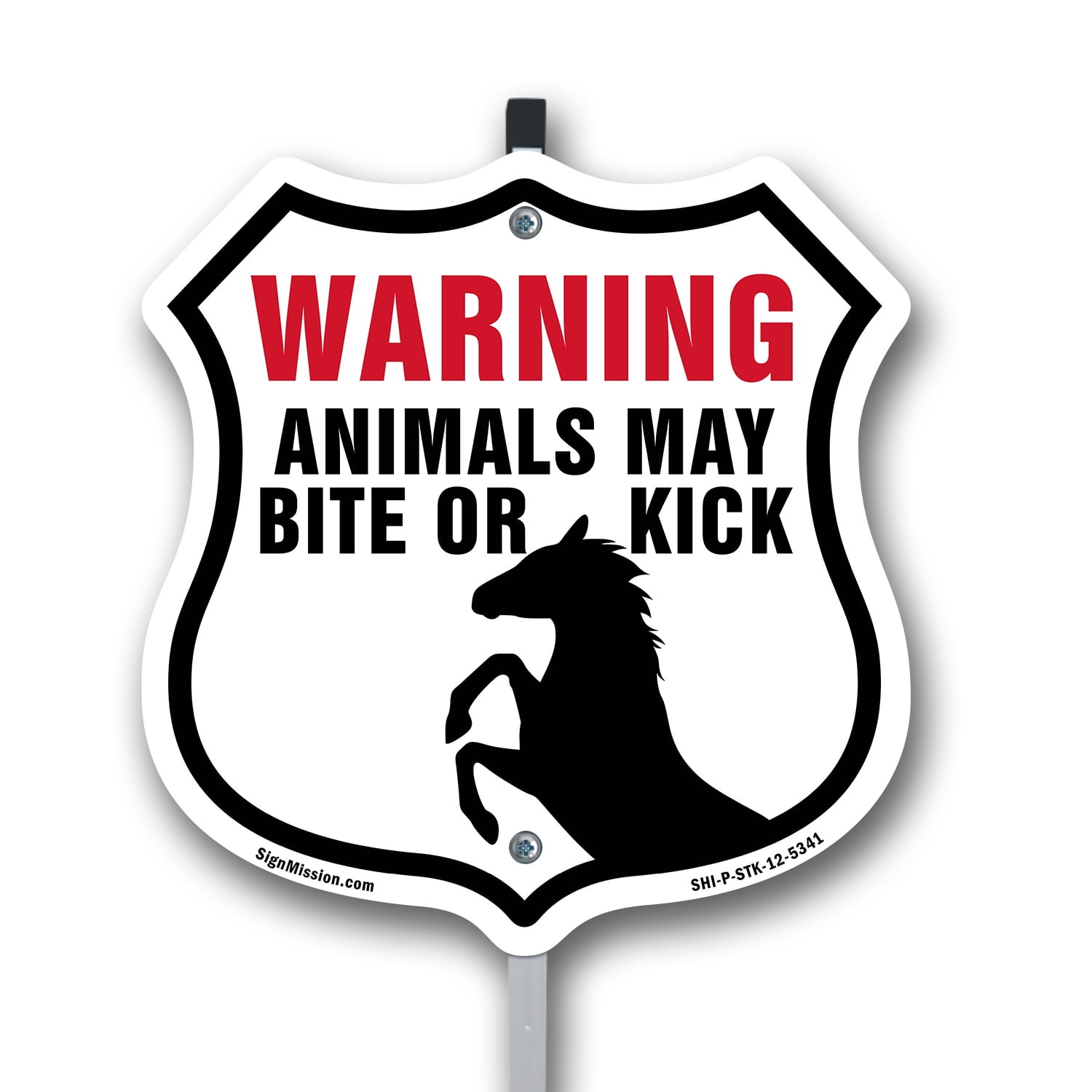 Warning Animals May Bite Or Kick 12 inch X 12 inch Shield Shaped ...
