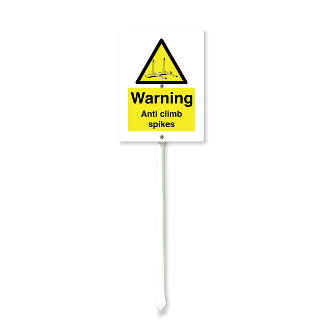 Warning Anti Climb Spikes Yard Sign With Stakes 7 x 8.8 inch，Aluminum ...
