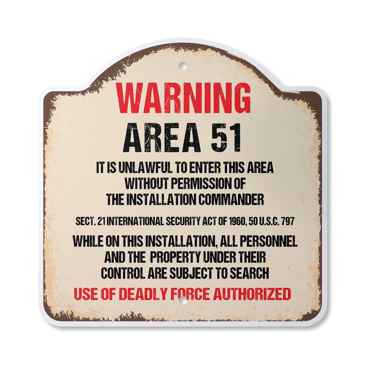 Warning Area 51 10” x 10” Sign | Indoor/Outdoor Plastic | SignMission ...