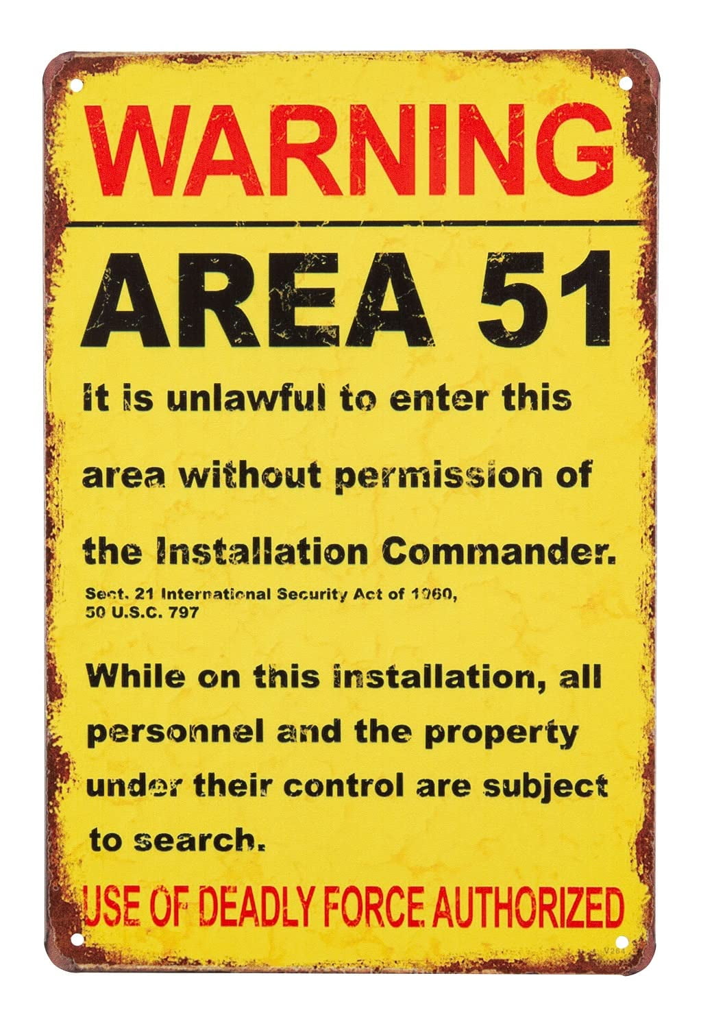 Warning Area 51 Metal Tin Sign Decorations Vintage Garage Poster Art ...