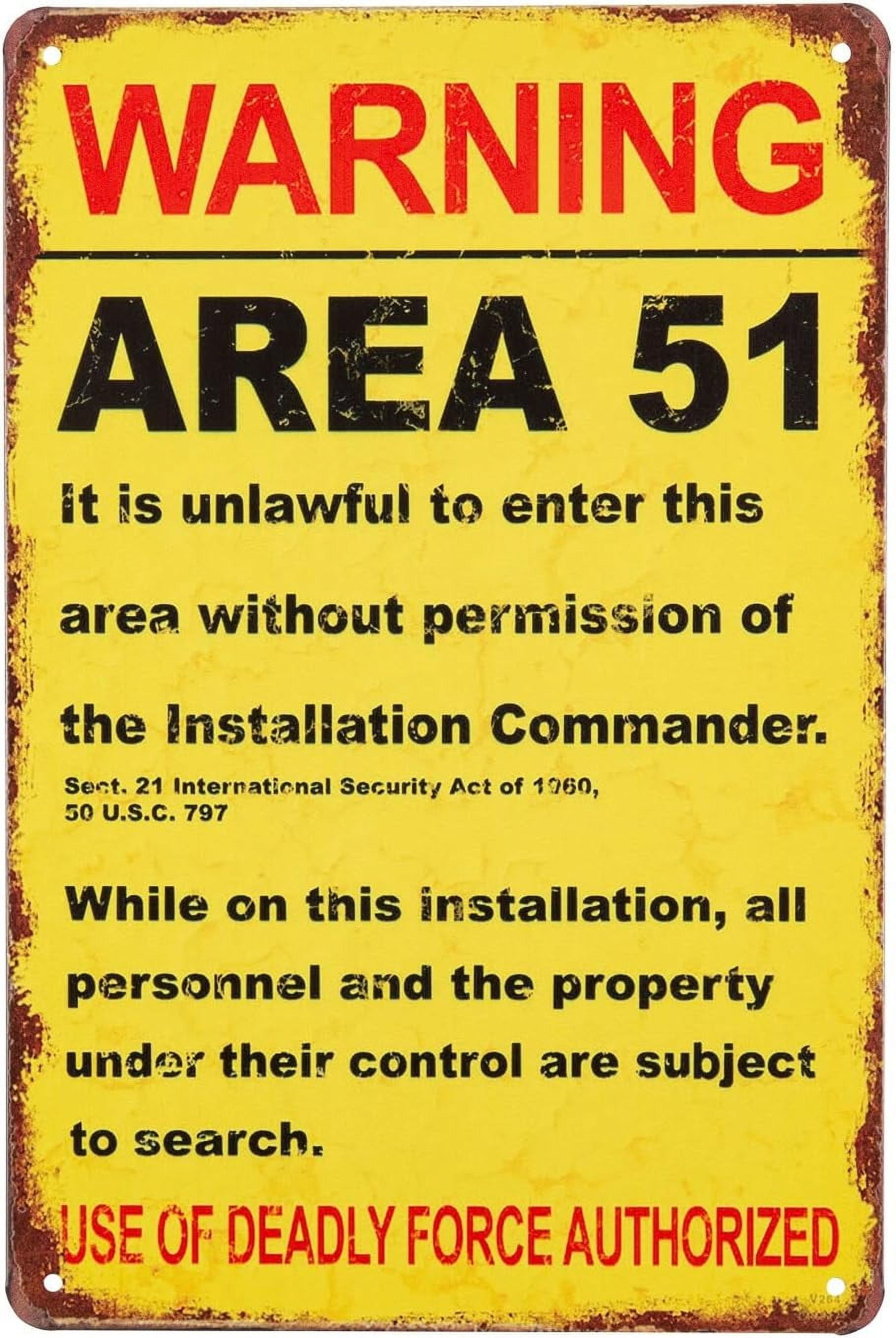 Warning Area 51 Metal Tin Sign Decorations Vintage Garage Poster Art ...