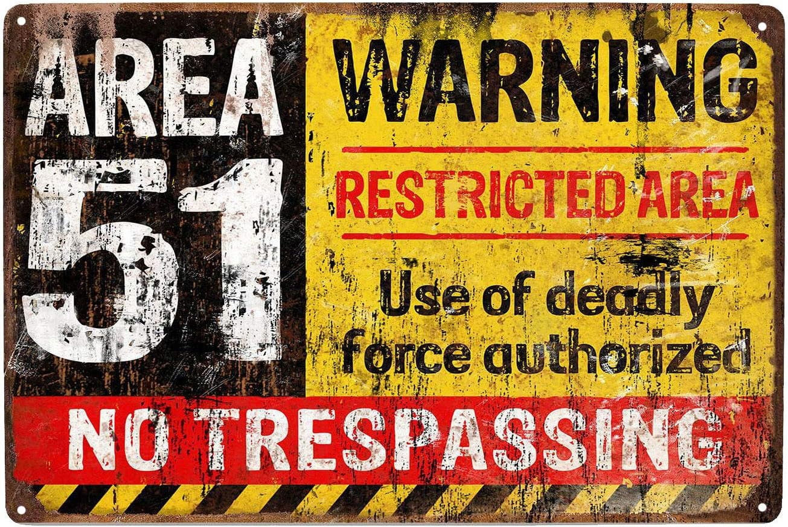 Warning Area 51 No Trespassing, Metal Tin Sign, Fun Antique Plaque ...