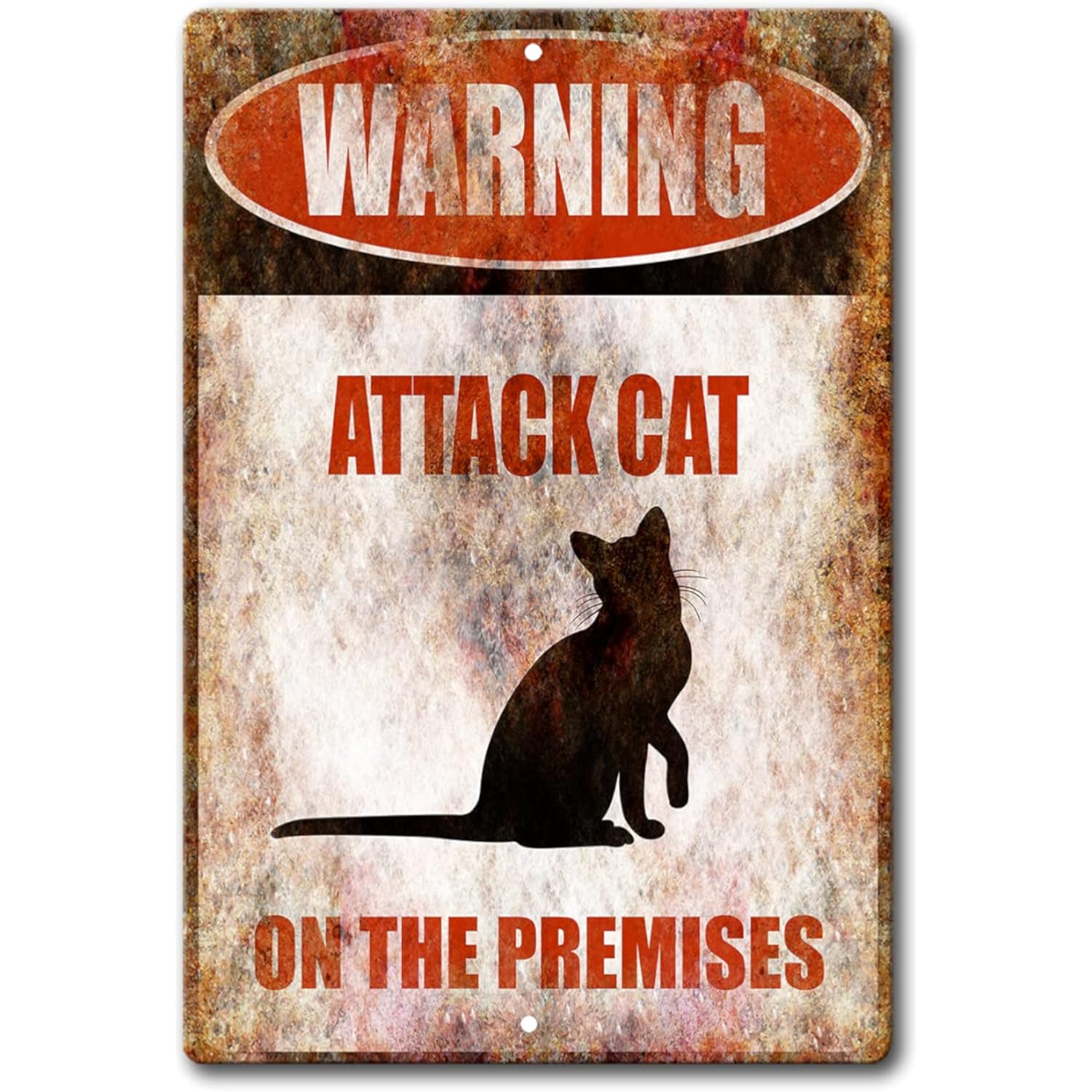 Warning Attack Cat On Premises Funny Warning Metal Tin Sign Aluminum ...