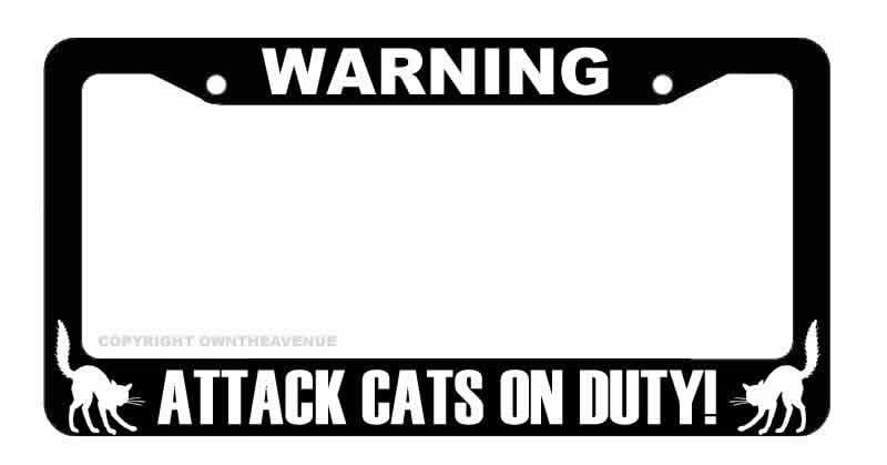 Warning Attack Cats on Duty Funny Joke Prank Gag Car Truck License ...