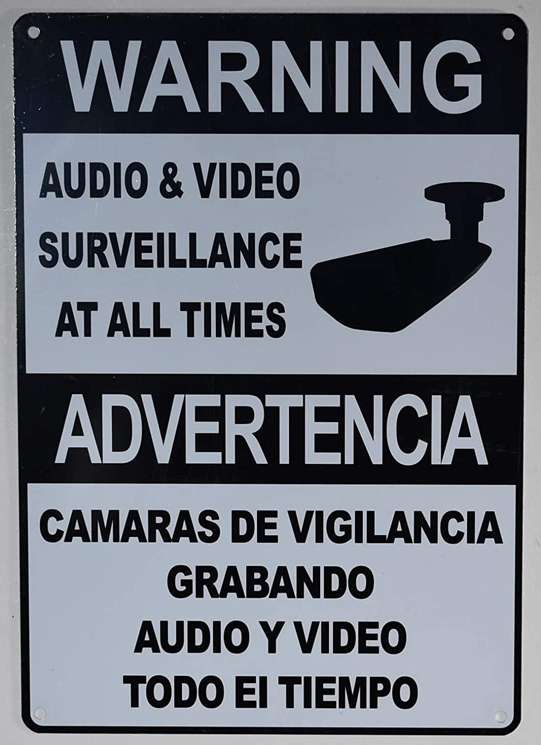 Warning Audio & Video Surveillance on Duty at All Times Sign (Black ...