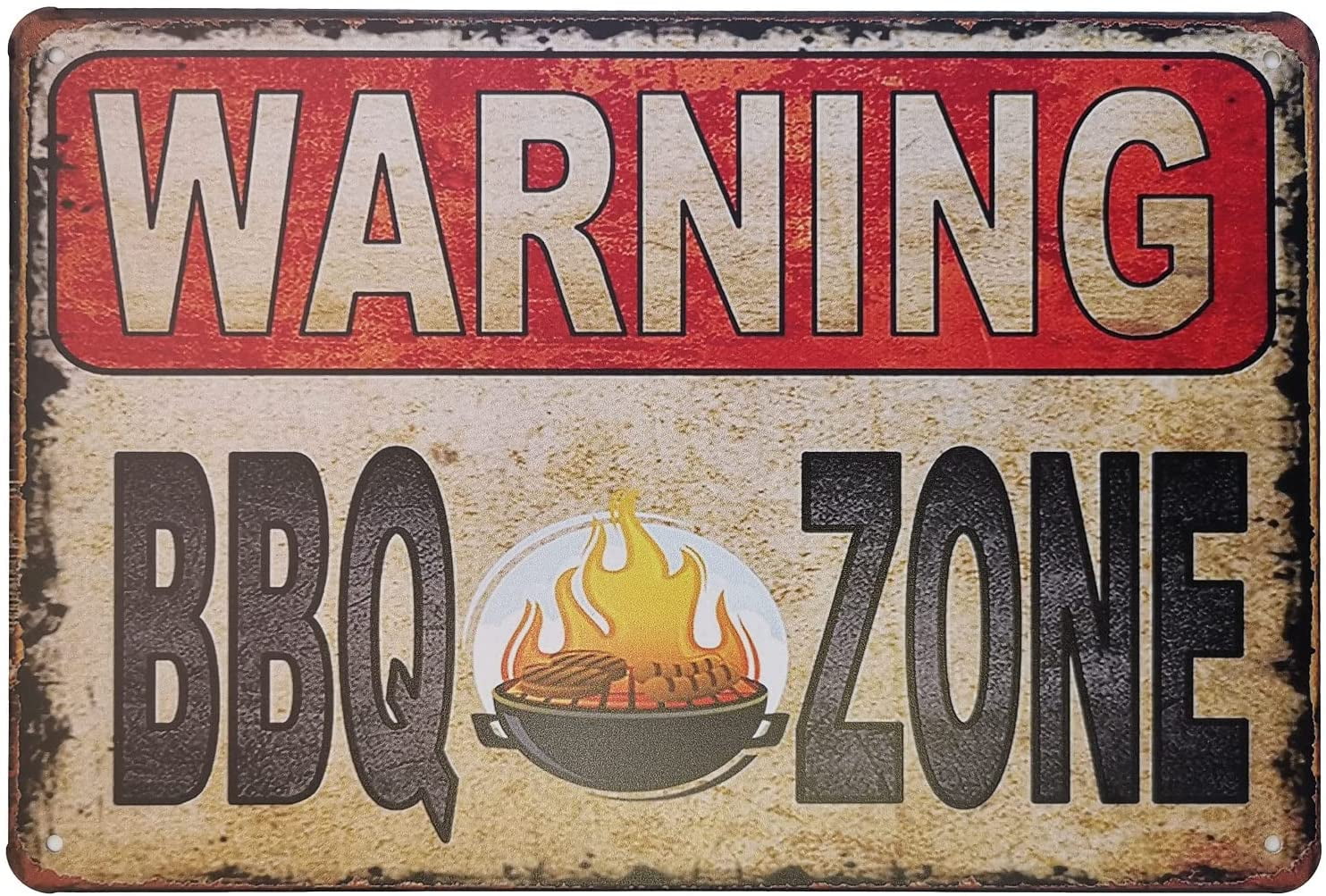 Warning BBQ Zone Vintage Tin Signs OutdoorRetro Metal Wall Poster ...