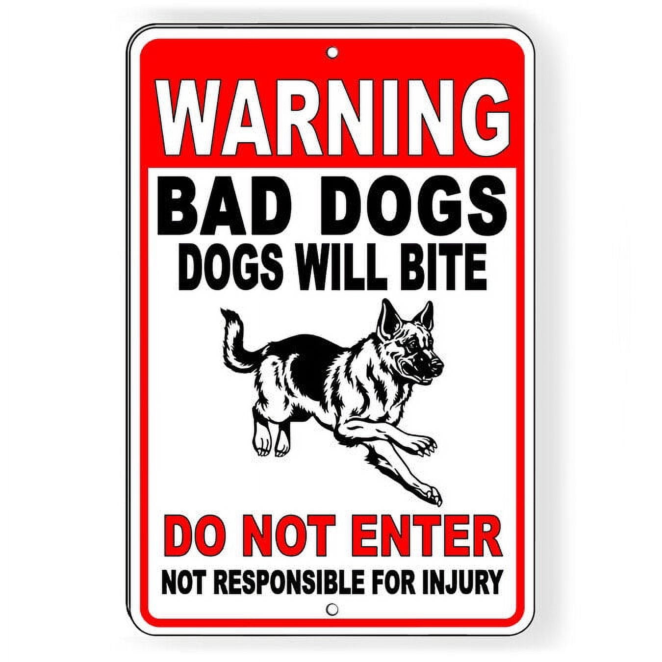 Warning Bad Dogs Will Bite Do Not Enter Dutch Sheperd Metal Sign Size ...