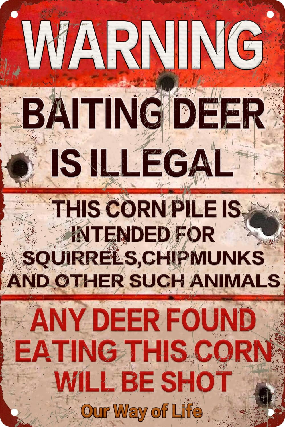Warning Baiting Deer Is Illegal Vintage Metal Aluminum Sign Wall Decor ...