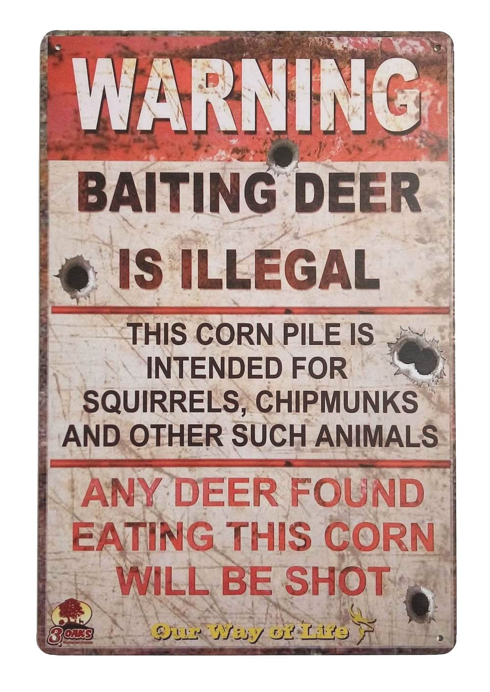 Warning Baiting Deer is Illegal Metal Tin Sign, Tin Signs Vintage ...