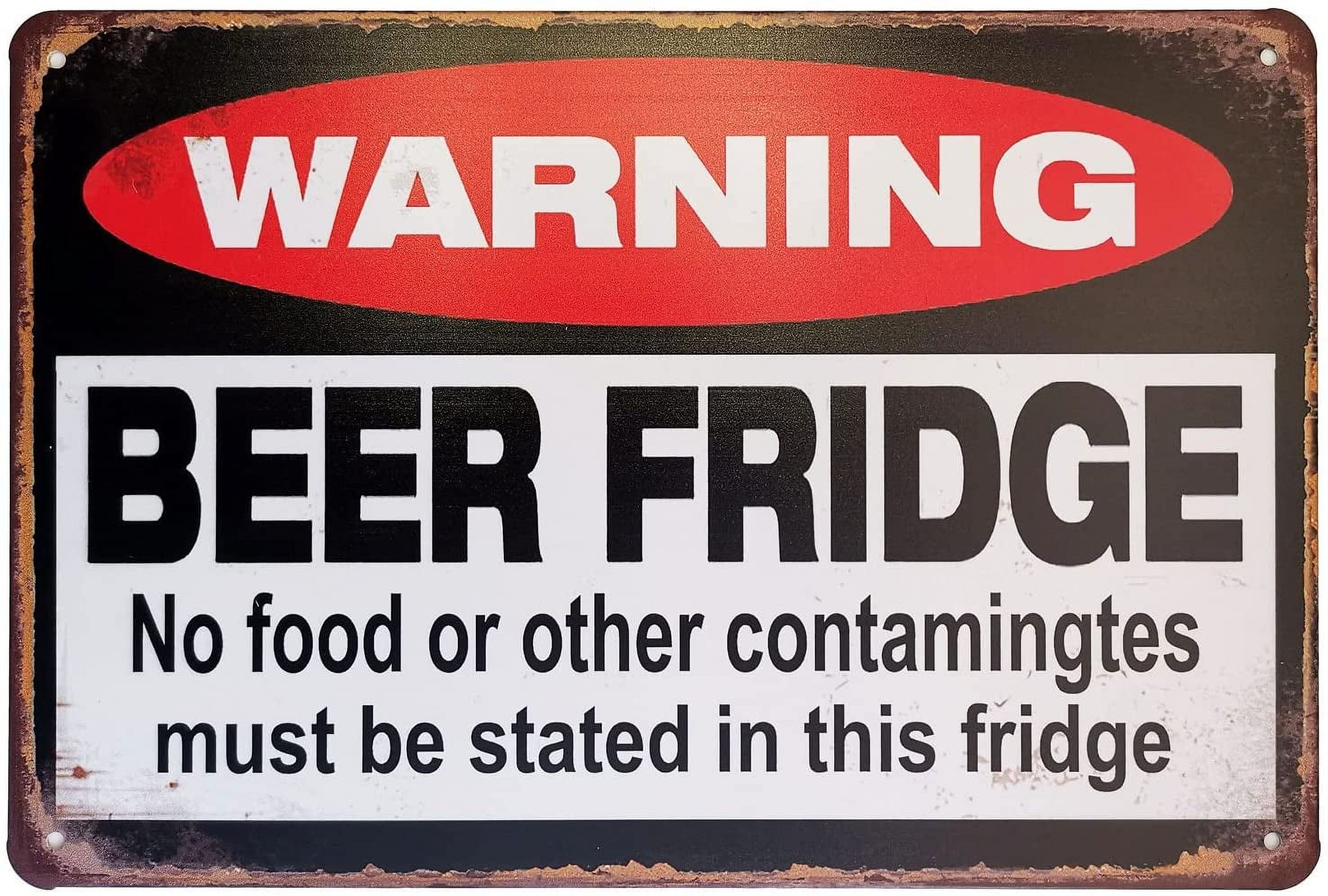 Warning Beer Fridge Durable Metal Tin Sign Funny Bar or Man Cave ...