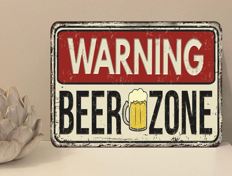 Warning Beer Zone Quote Aluminium Metal Plaque Sign Gift House Novelty ...