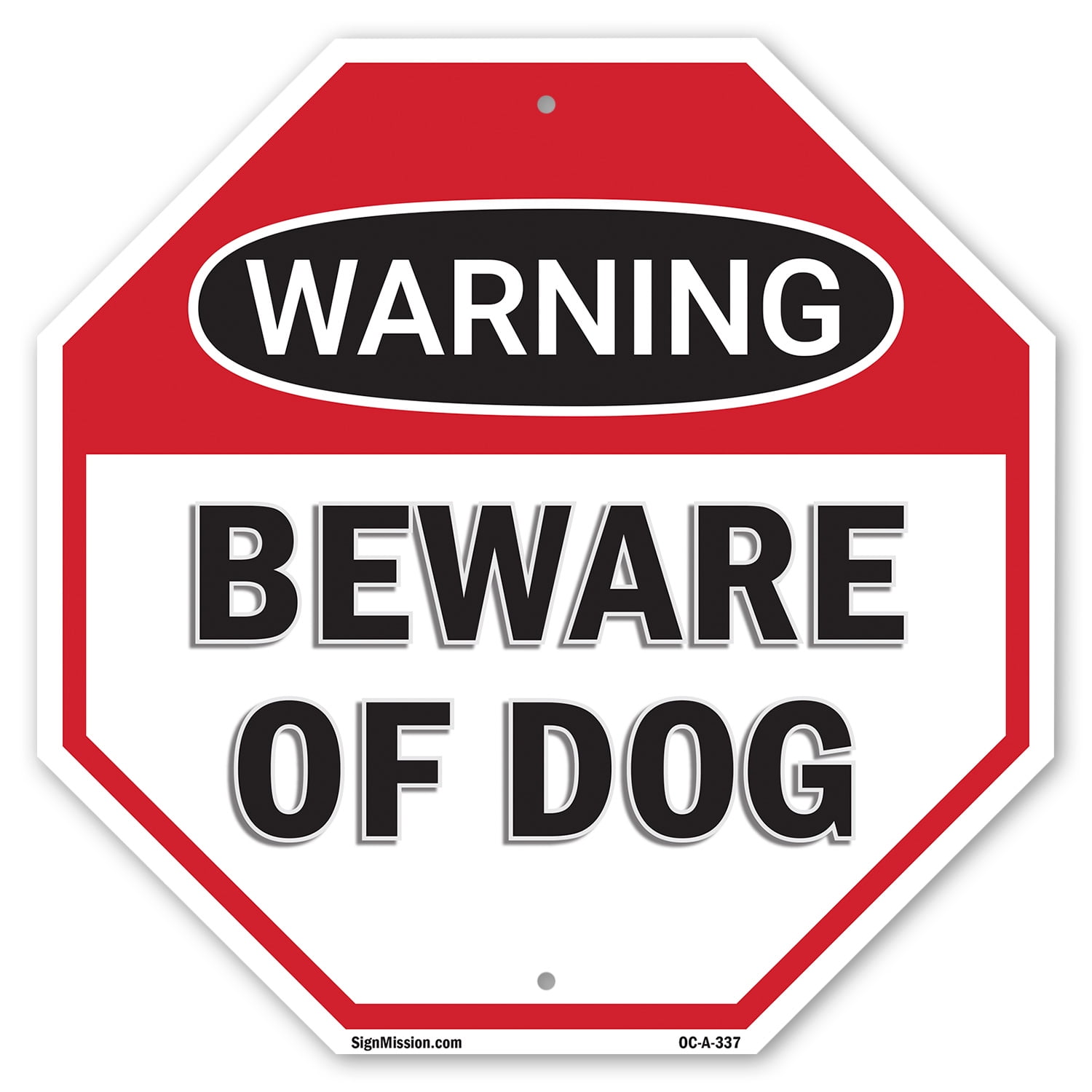 Warning Beware of Dog 18 inch X 18 inch Octagon Plastic Sign Weather ...