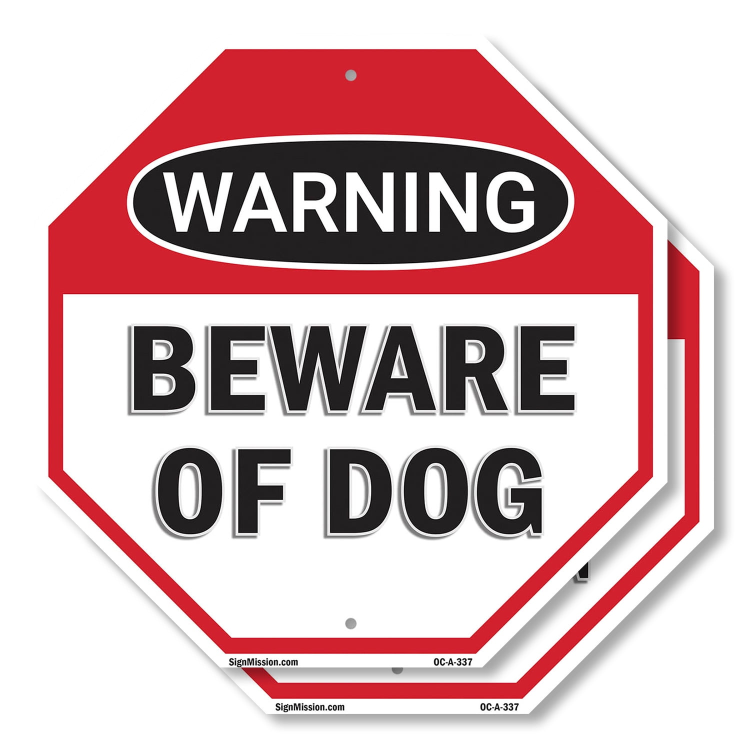 Warning Beware of Dog (2 Pack) 10 inch X 10 inch Octagon Plastic Sign ...