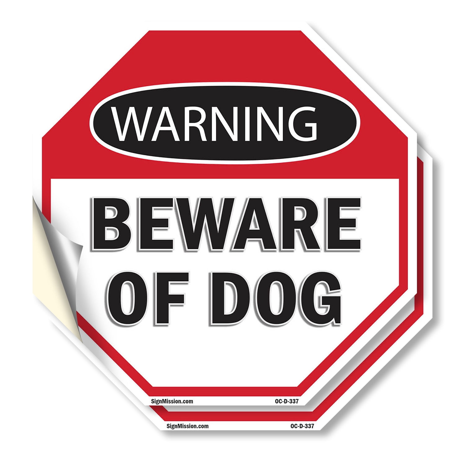Warning Beware of Dog (2 Pack) 6 inch X 6 inch Octagon Vinyl Label ...