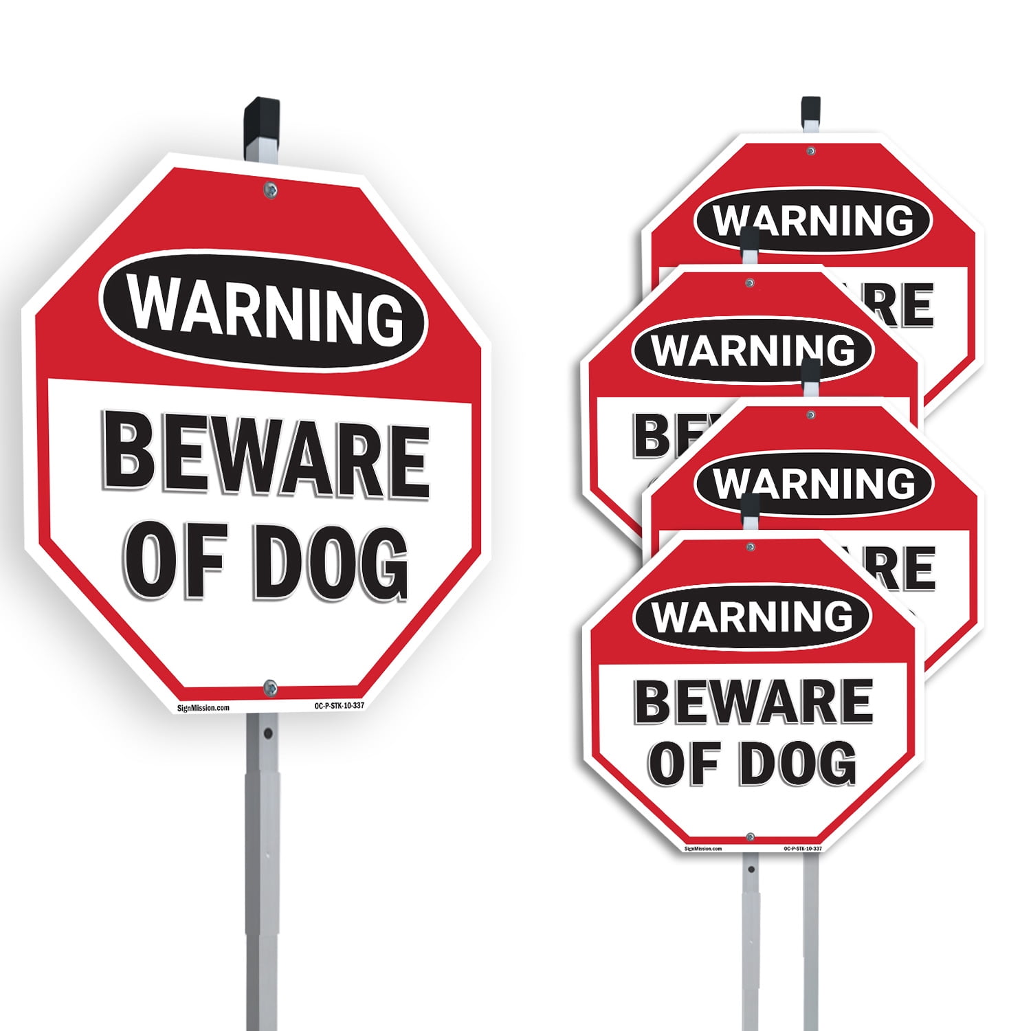 Warning Beware of Dog (5 Pack) 10 inch X 10 inch Octagon Plastic Signs ...