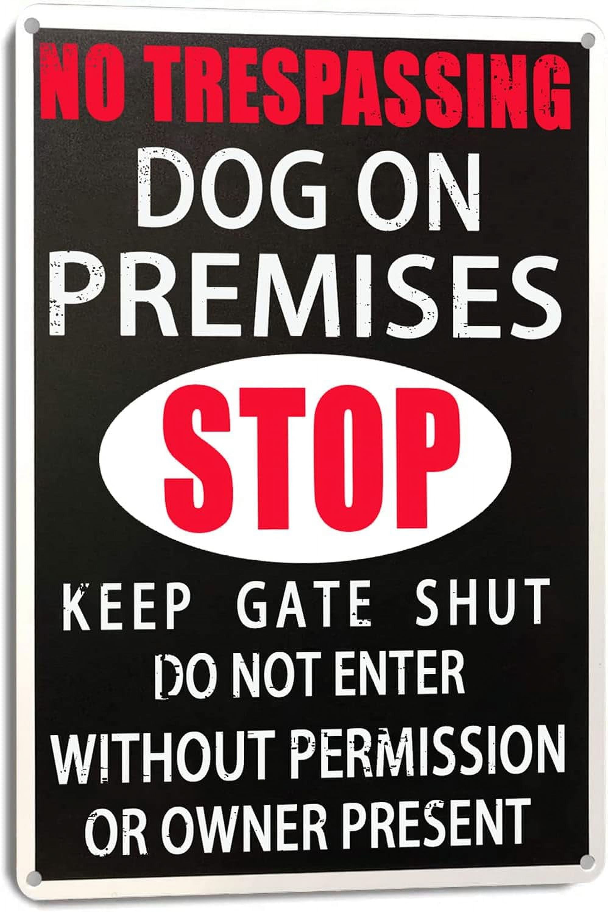 Warning Beware Of Dog Metal Sign No Trespassing Dog On Premises Stop ...