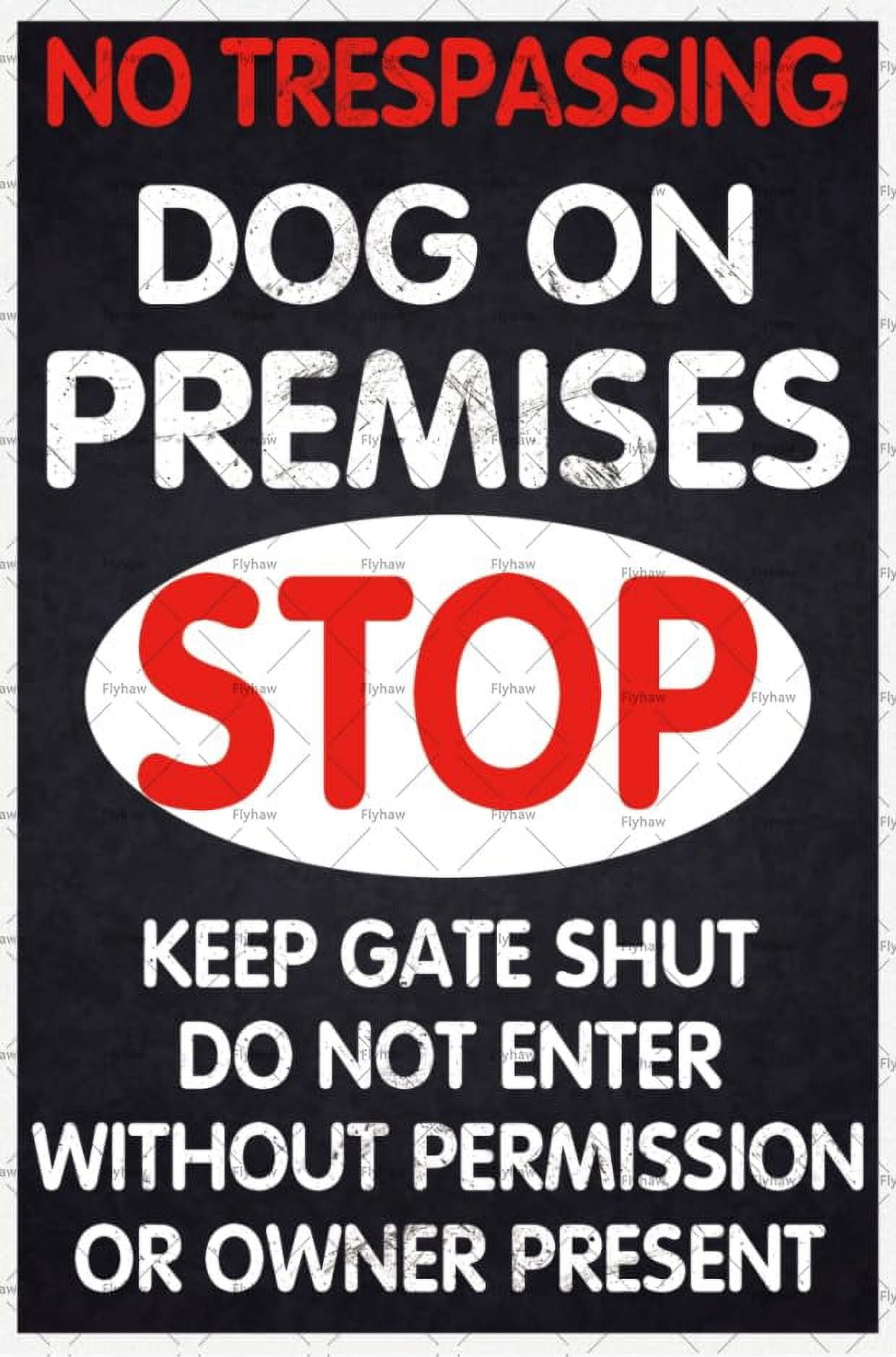 Warning Beware Of Dog Metal Sign No Trespassing Dog On Premises Stop Keep Gate Shut Do Not Enter ...