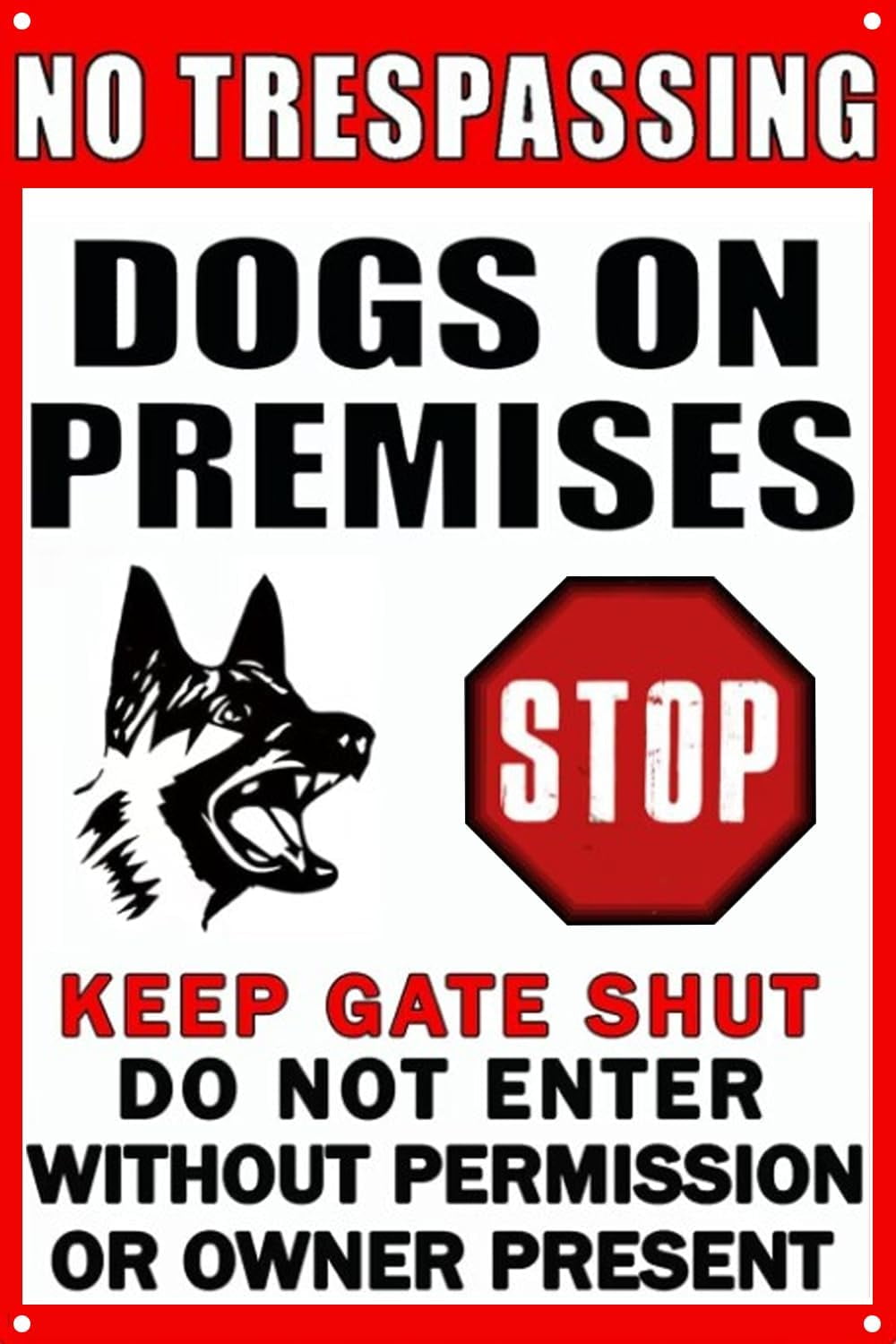 Warning Beware Of Dog Sign Dog Warning Signs For Fence Guard Dog On ...
