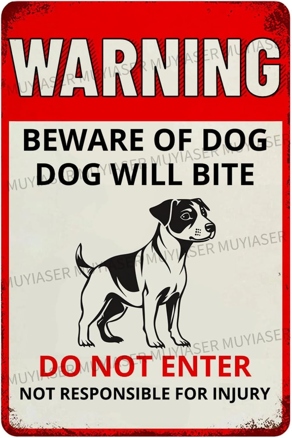 Warning Beware Of Dog Sign Dog Will Bite Jack Russell Aluminum Metal Tin Signs Outdoor Yard Sign ...