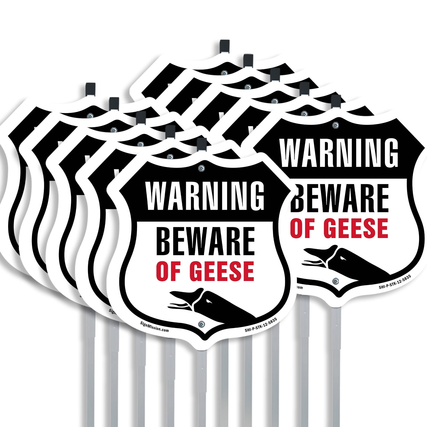Warning Beware Geese (10 Pack) 12 inch X 12 inch Shield Shaped Rust ...