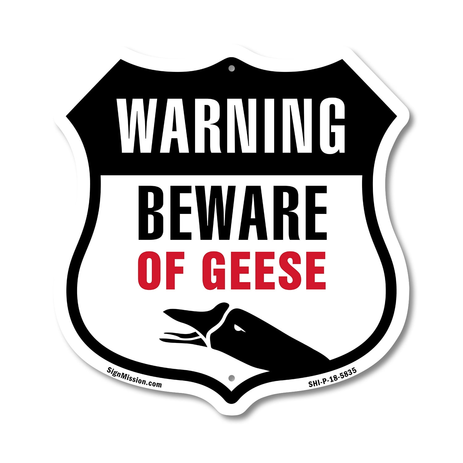 Warning Beware Geese 12 inch X 12 inch Shield Shaped Commercial Grade ...