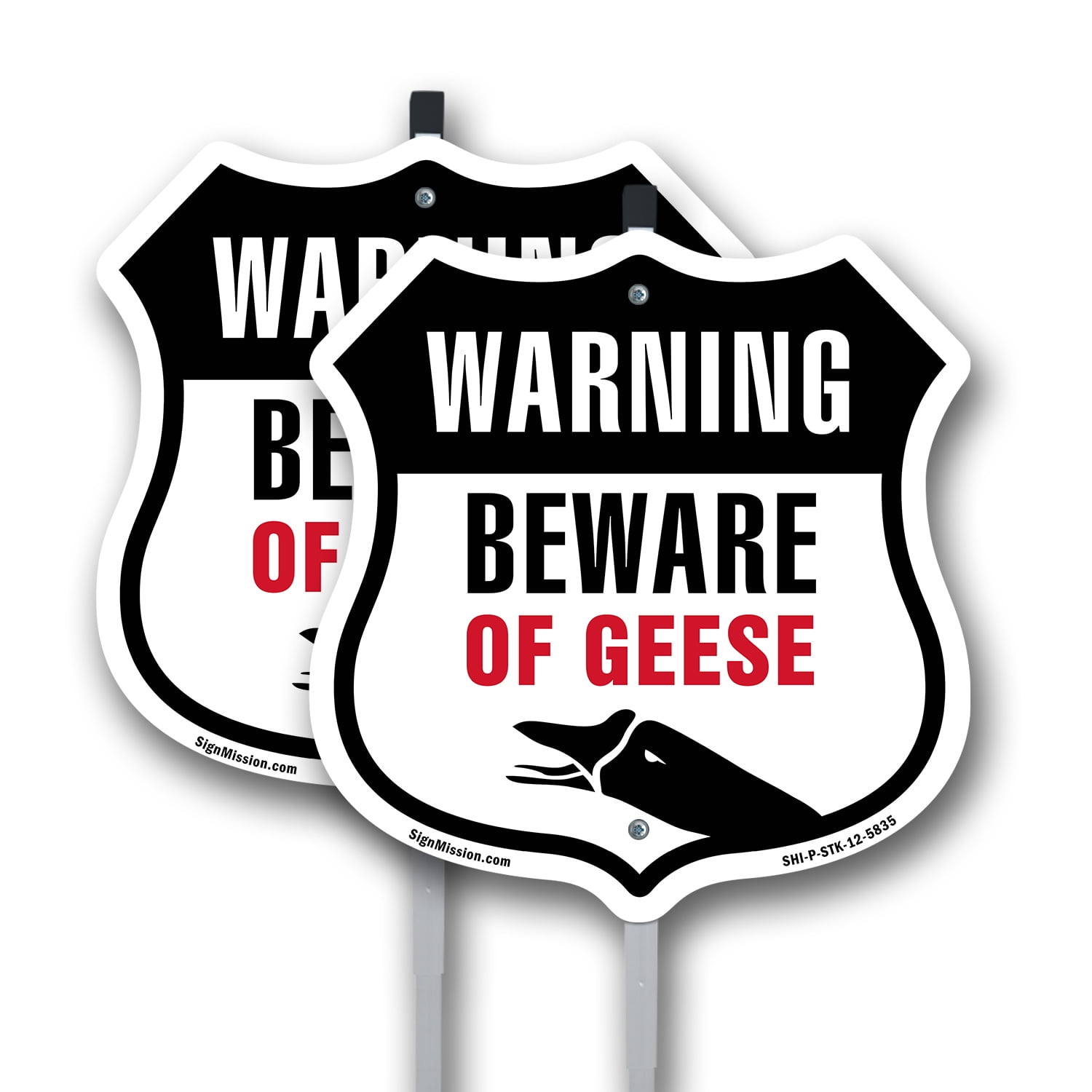 Warning Beware Geese (2 Pack) 12 inch X 12 inch Shield Shaped ...