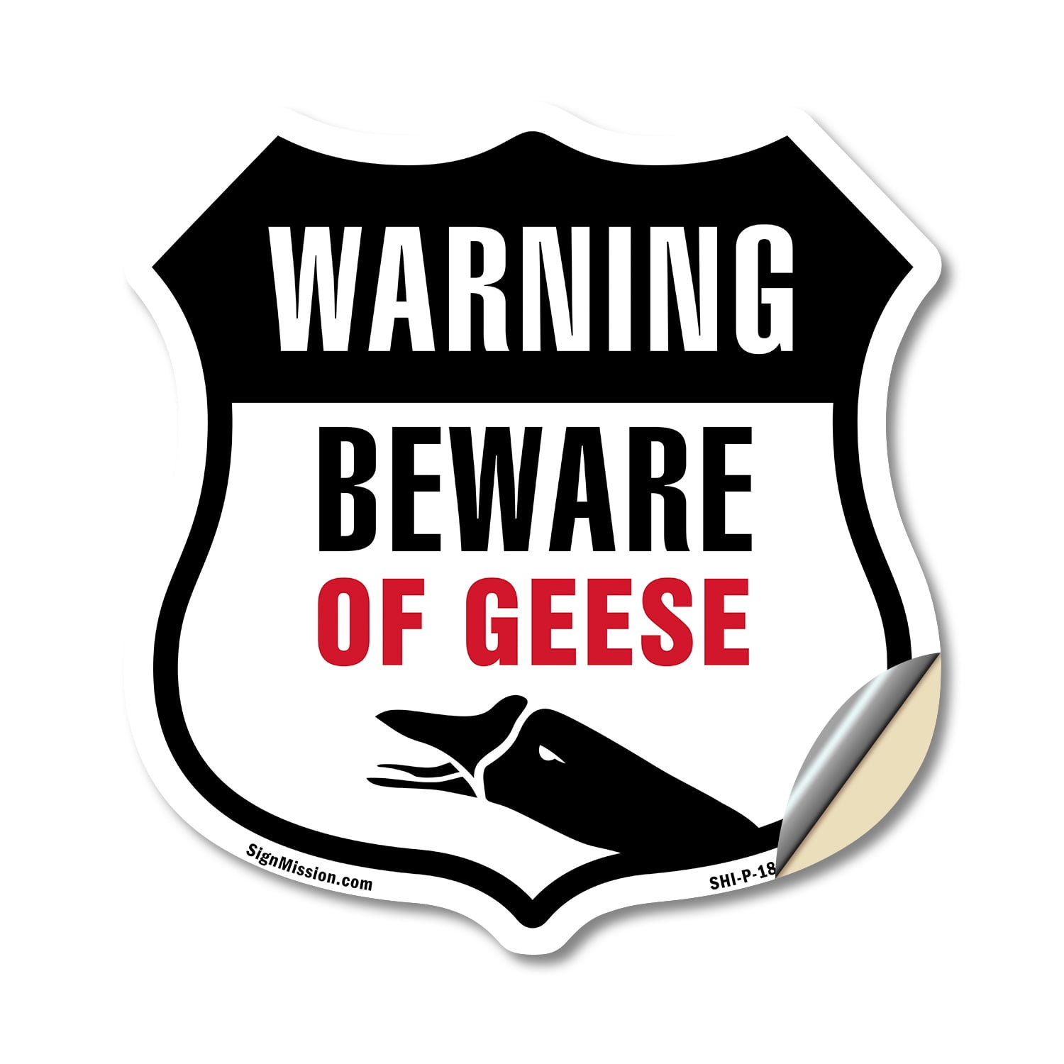 Warning Beware Geese (2 Pack) 6 inch X 6 inch Shield Shaped Heavy Duty ...