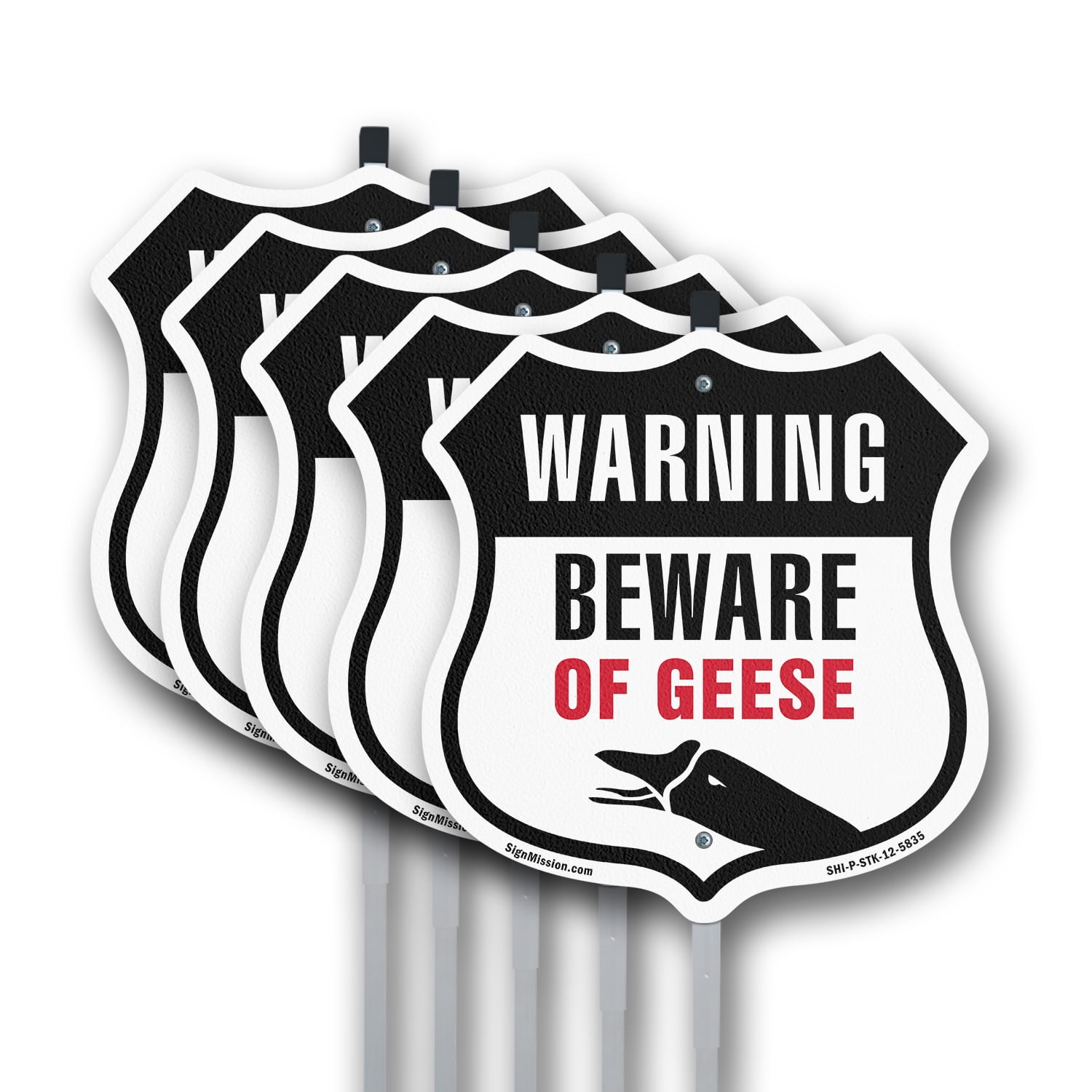 Warning Beware Geese (5 Pack) 12 inch X 12 inch Shield Shaped ...