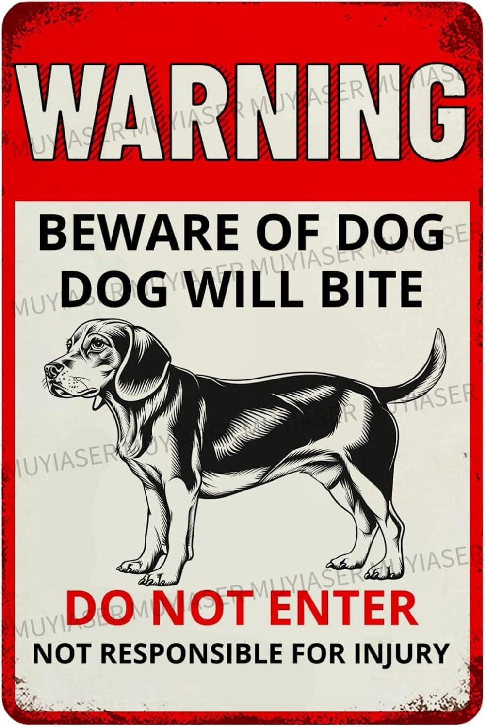 Warning Beware Of Dog Sign Dog Will Bite Beagle Metal Tin Signs Outdoor ...