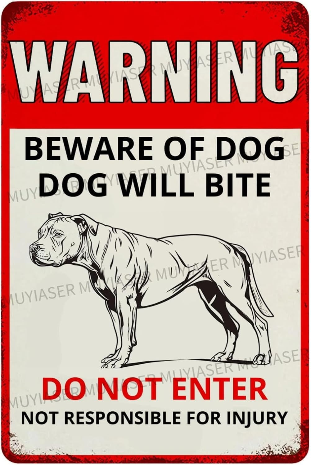 Warning Beware Of Dog Sign Dog Will Bite Pitbull Metal Tin Signs ...