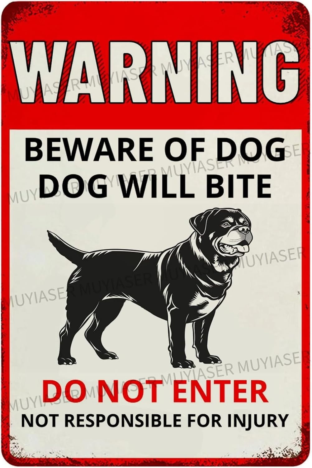 Warning Beware Of Dog Sign Dog Will Bite Rottweiler Metal Tin Signs ...